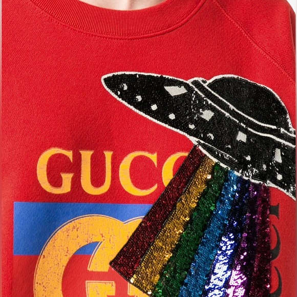 Gucci | Sweaters | Gucci Jersey Sweatshirt With Ufo Appliqu | Poshmark